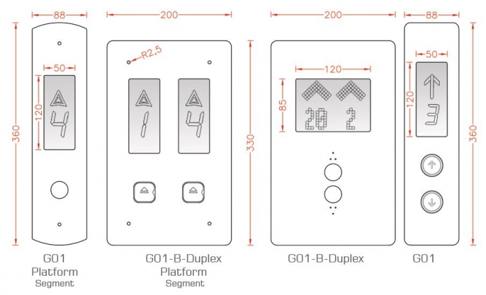 شستی طبقات مدل G01 - شستی آسانسور مدیا 72030-021